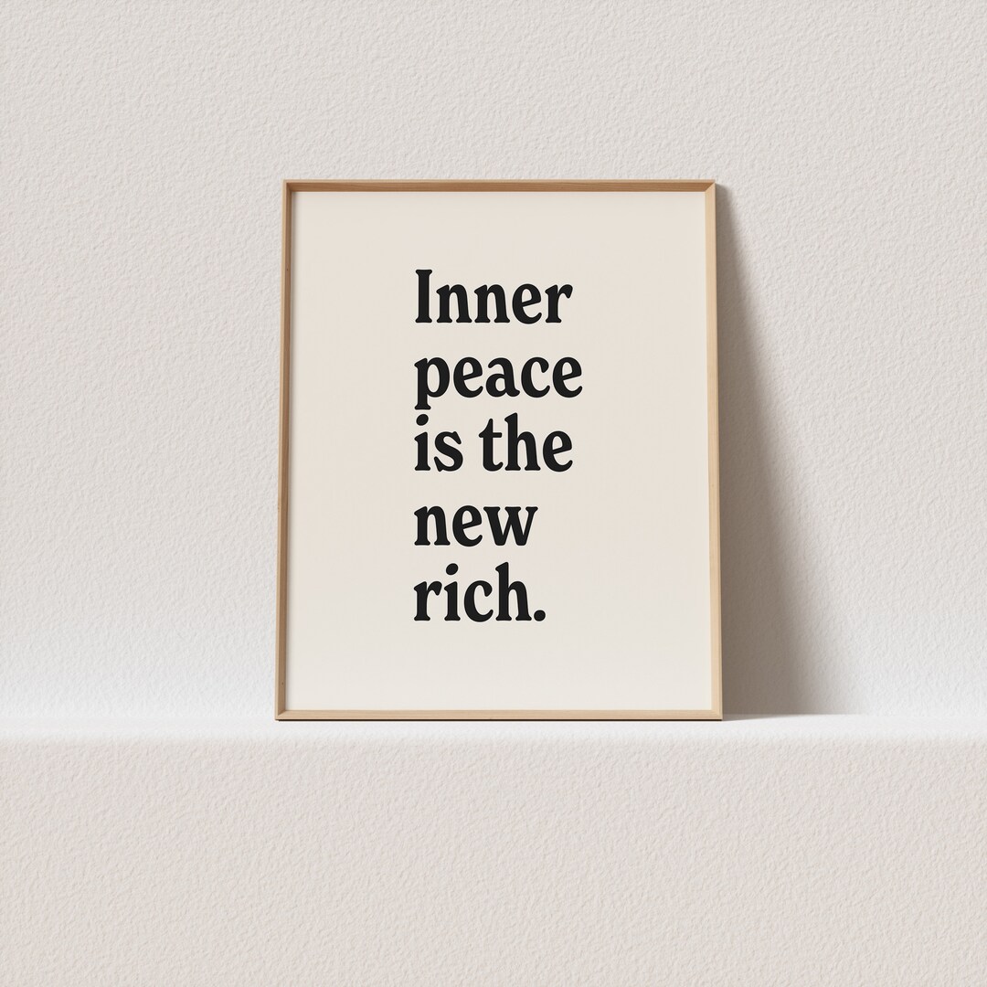 Retro Art Print "inner Peace is the New Rich" Stunning Typography, a ...