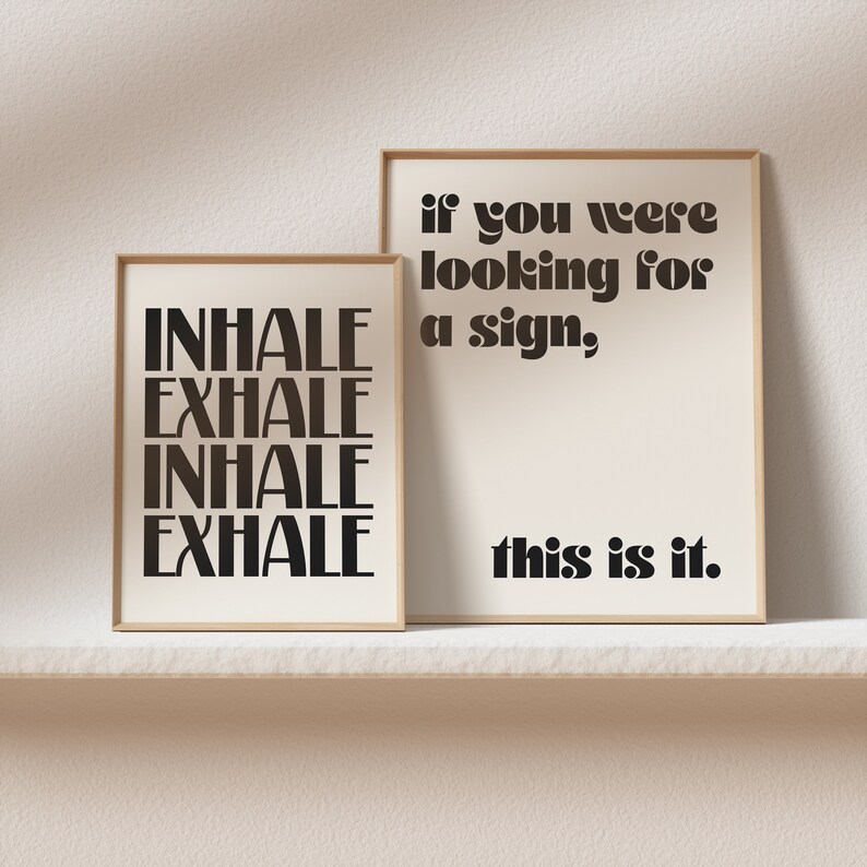 Gallery Wall Set of 2 Retro Posters inhale Exhale - Etsy