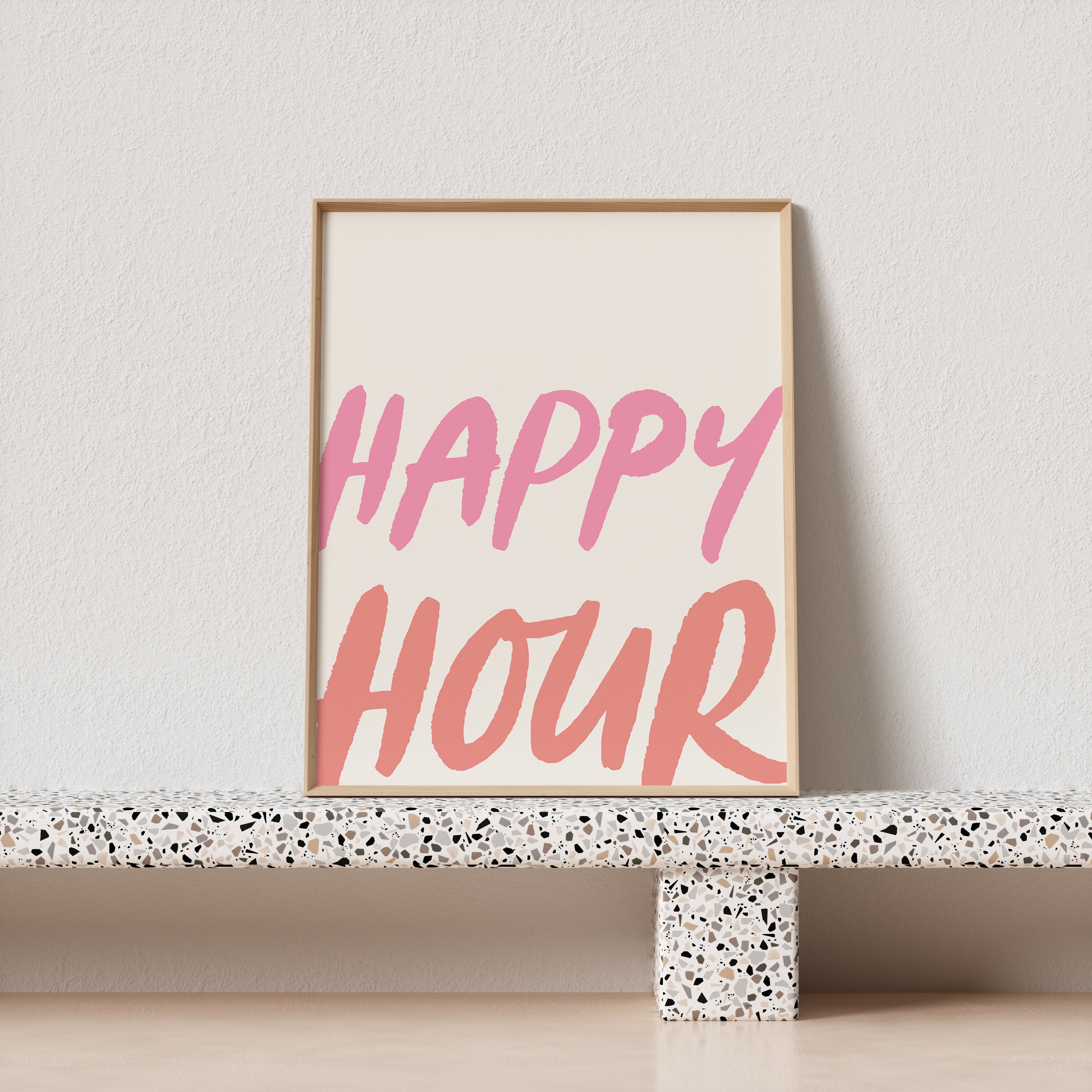 Art Print Pastel Quote "happy Hour." Stunning Retro Typography, a Must ...