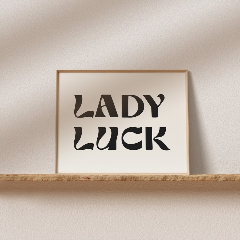 Horizontal Retro Art Print lady Luck. Stunning - Etsy
