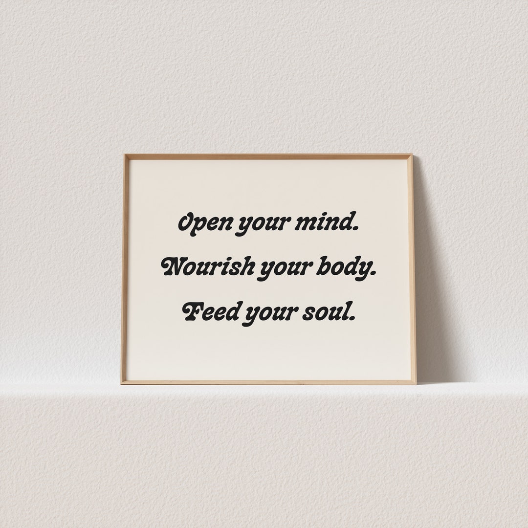 Horizontal Retro Poster "open Your Mind, Nourish Your Body, Feed Your ...