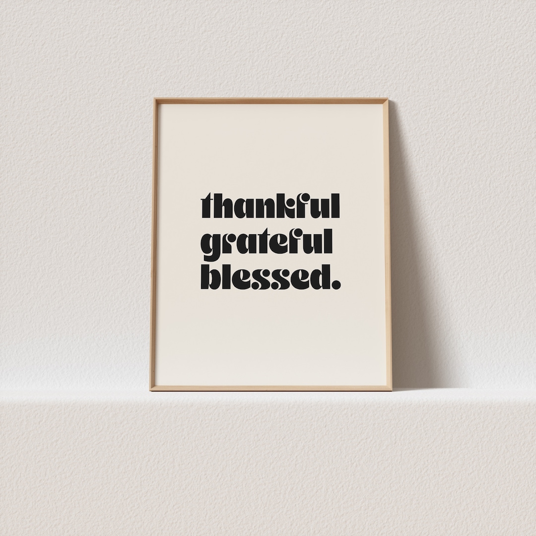 Retro Poster "thankful Grateful Blessed." Stunning Typography, a Must ...