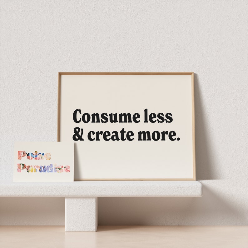 Horizontal Retro Poster consume Less & Create - Etsy