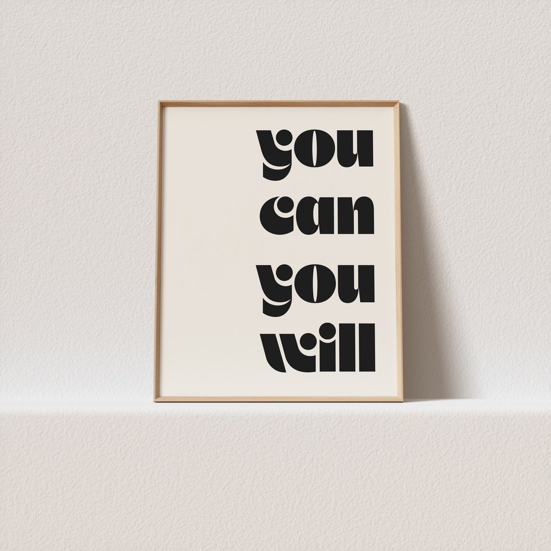 Daily Reminder Affirmation Wall Art | You Can You Will | Home Office ...