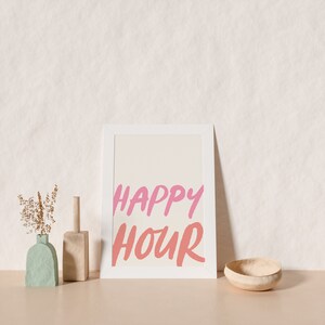 Art Print Pastel Quote "happy Hour." Stunning Retro Typography, a Must ...