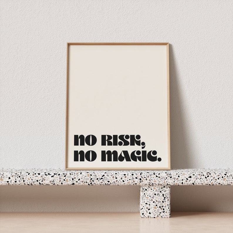 Retro Poster "no Risk, No Magic." Stunning Mid Century Typography, a ...