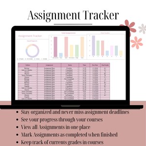 Assignment Tracker School Spreadsheet Excel Workbook Google Sheets ...