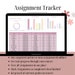 Assignment Tracker School Spreadsheet Excel Workbook Google Sheets ...