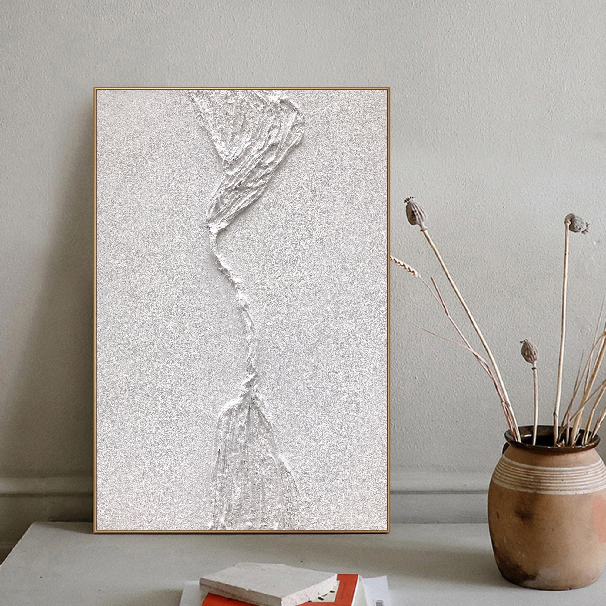 Large Minimalist Abstract Painting on Canvas White Abstract - Etsy