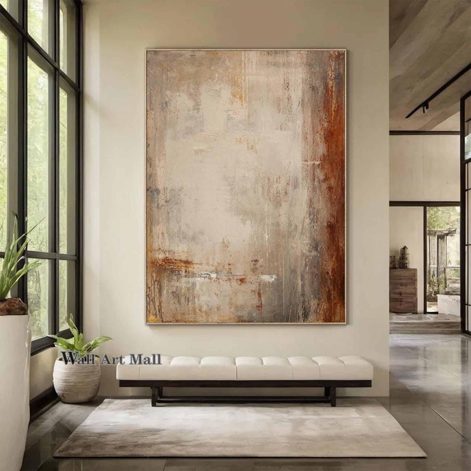 Large Abstract Light Brown Minimalist Wall Art Wabi-sabi Art Original ...
