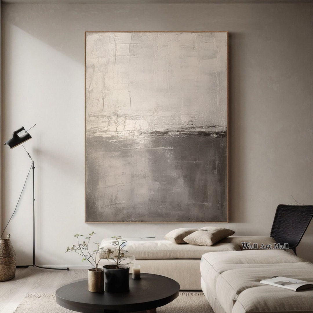 Large Gray Abstract Minimalist Painting Dark Gray Abstract Wall Art ...