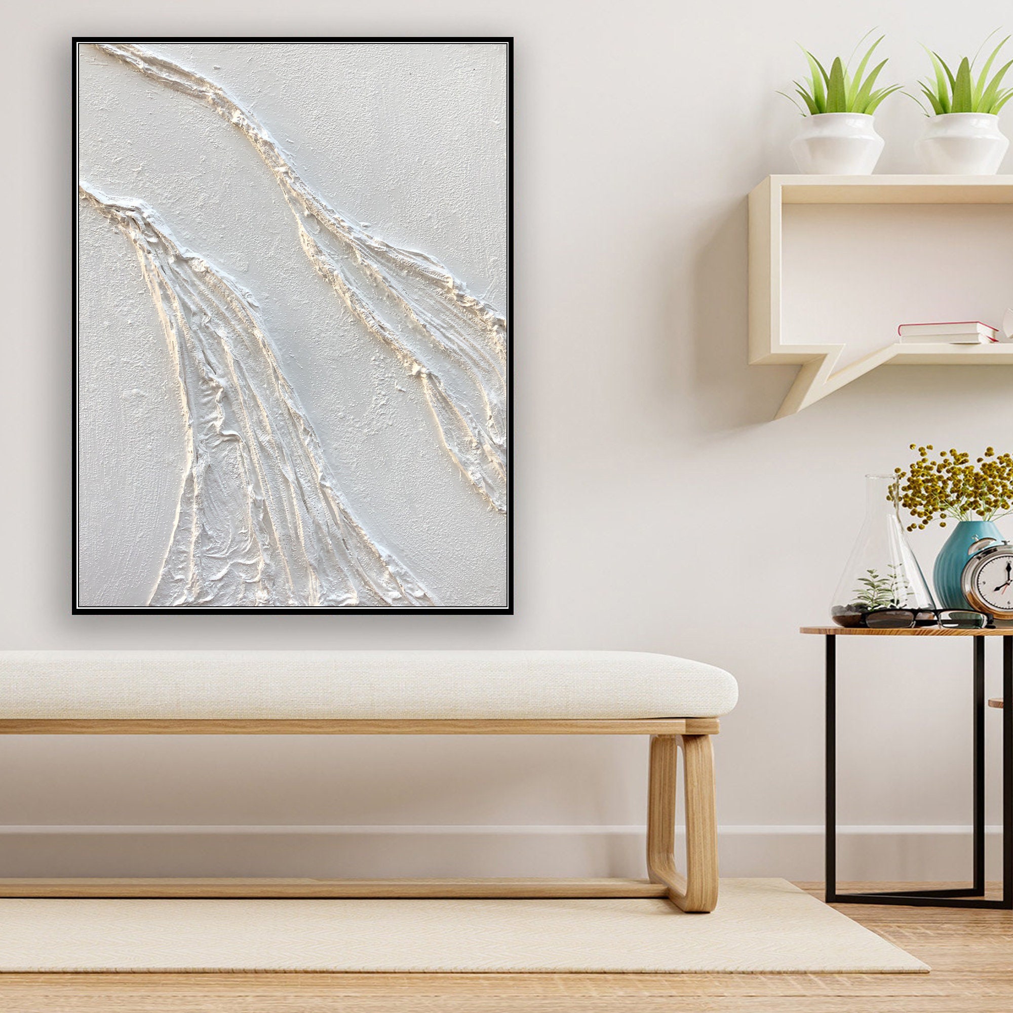White Abstract Painting White Abstract Art White 3D Textured Wall Art ...
