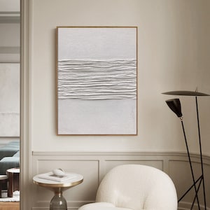 White Minimalist Painting White Wall Art White 3D Textured Painting ...