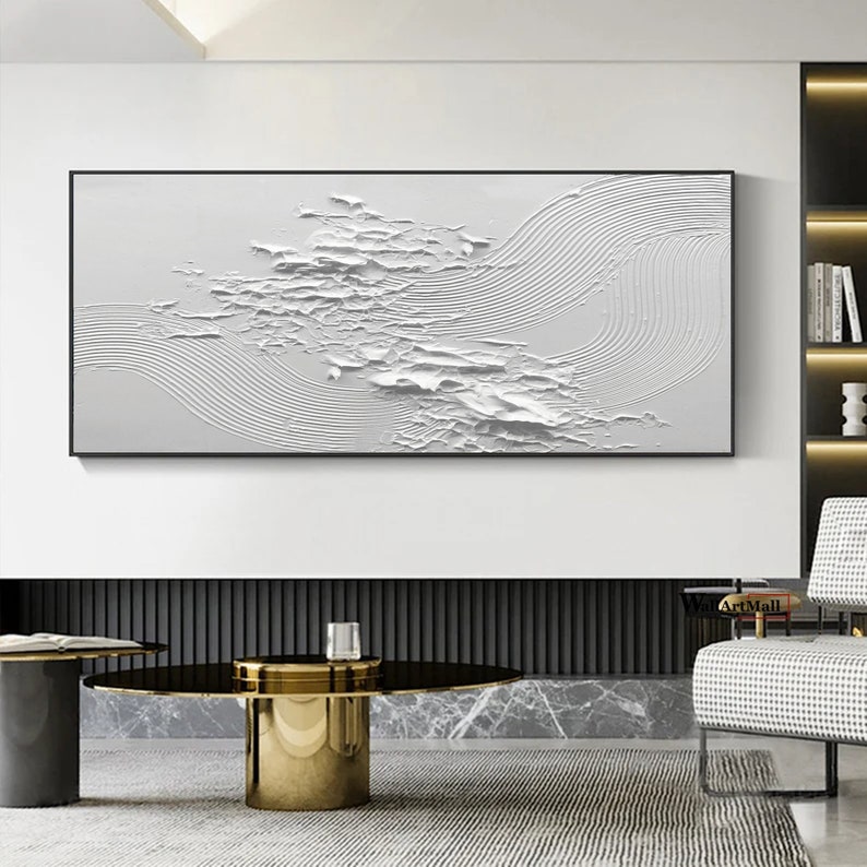 Large White Abstract Painting White Textured Wall Art White 3D - Etsy
