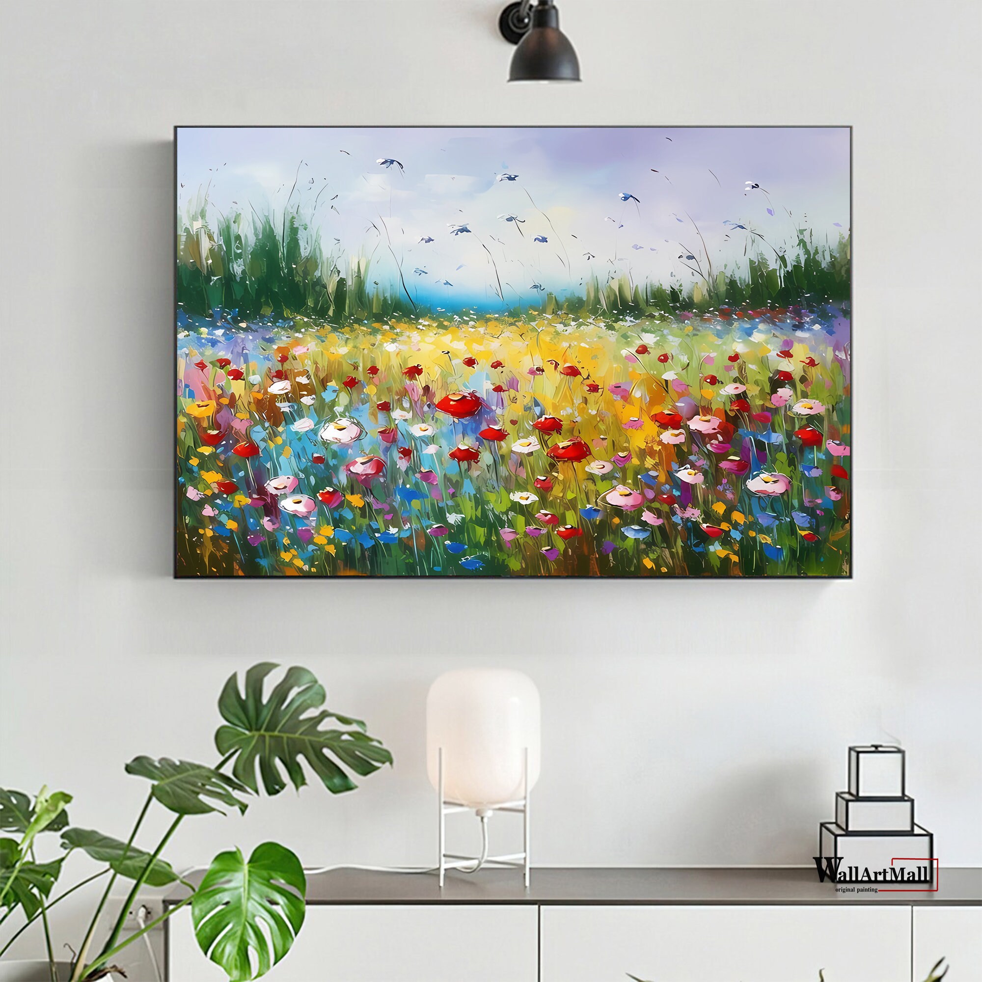 Blooming Flower Painting Colorful Flower Painting on Canvas - Etsy
