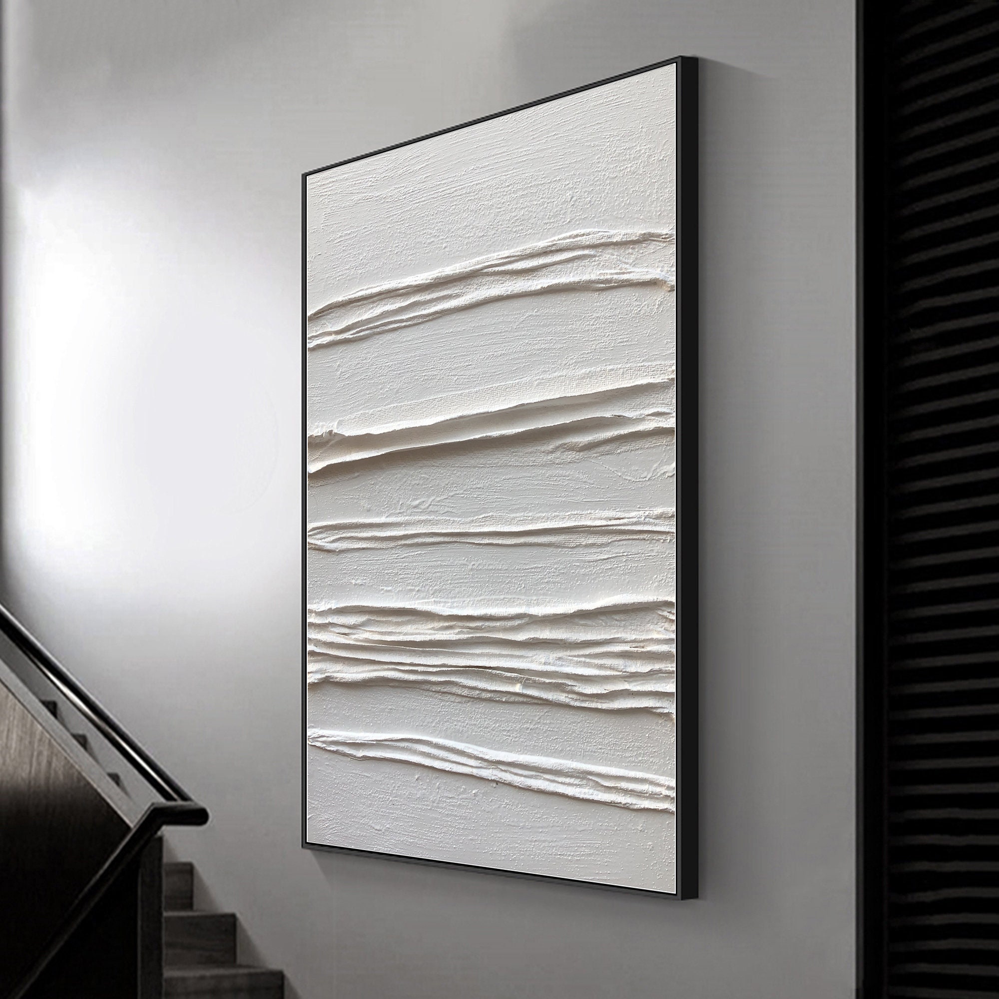 White Textured Wall Art White Minimalist Painting White 3D Textured ...
