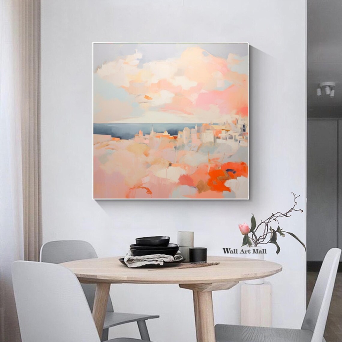 Abstract Acrylic Painting Orange Sunset Canvas Painting Color Block ...