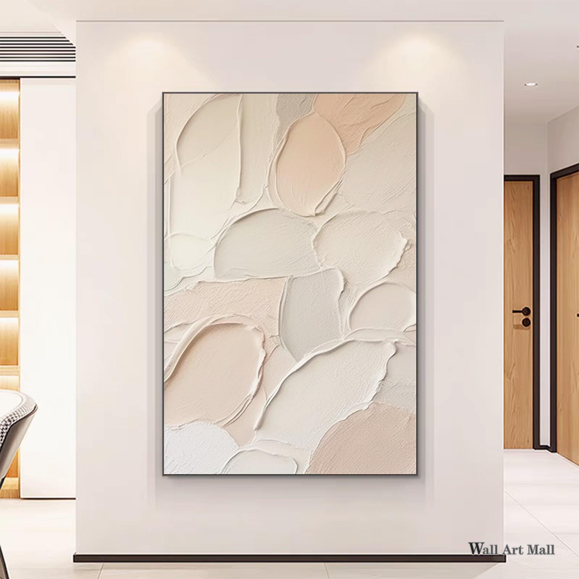 Cream Textured Abstract Painting Large White Textured Minimalist ...