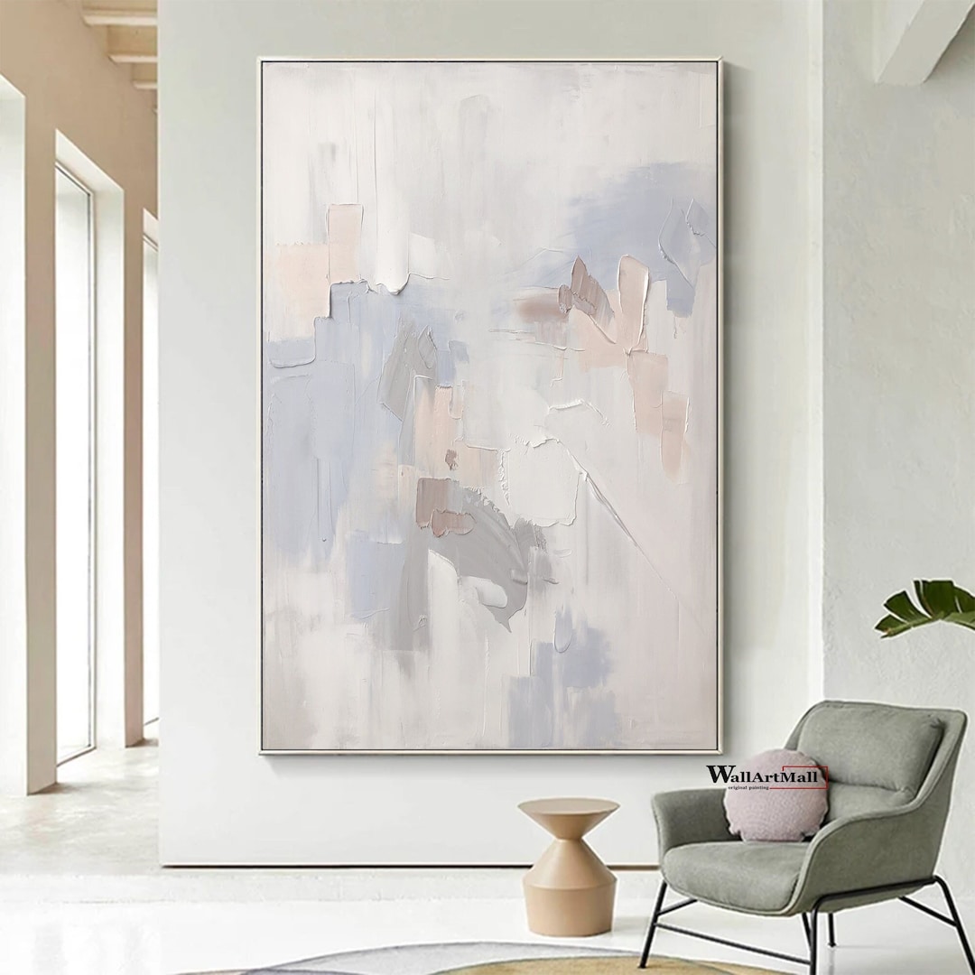 Large Abstract Painting Light Color Abstract Painting Gray Abstract ...