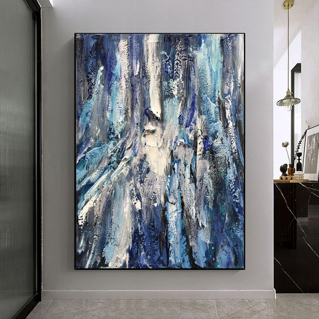 Blue Minimalist Texture Painting Large Blue Abstract Art Blue Painting ...