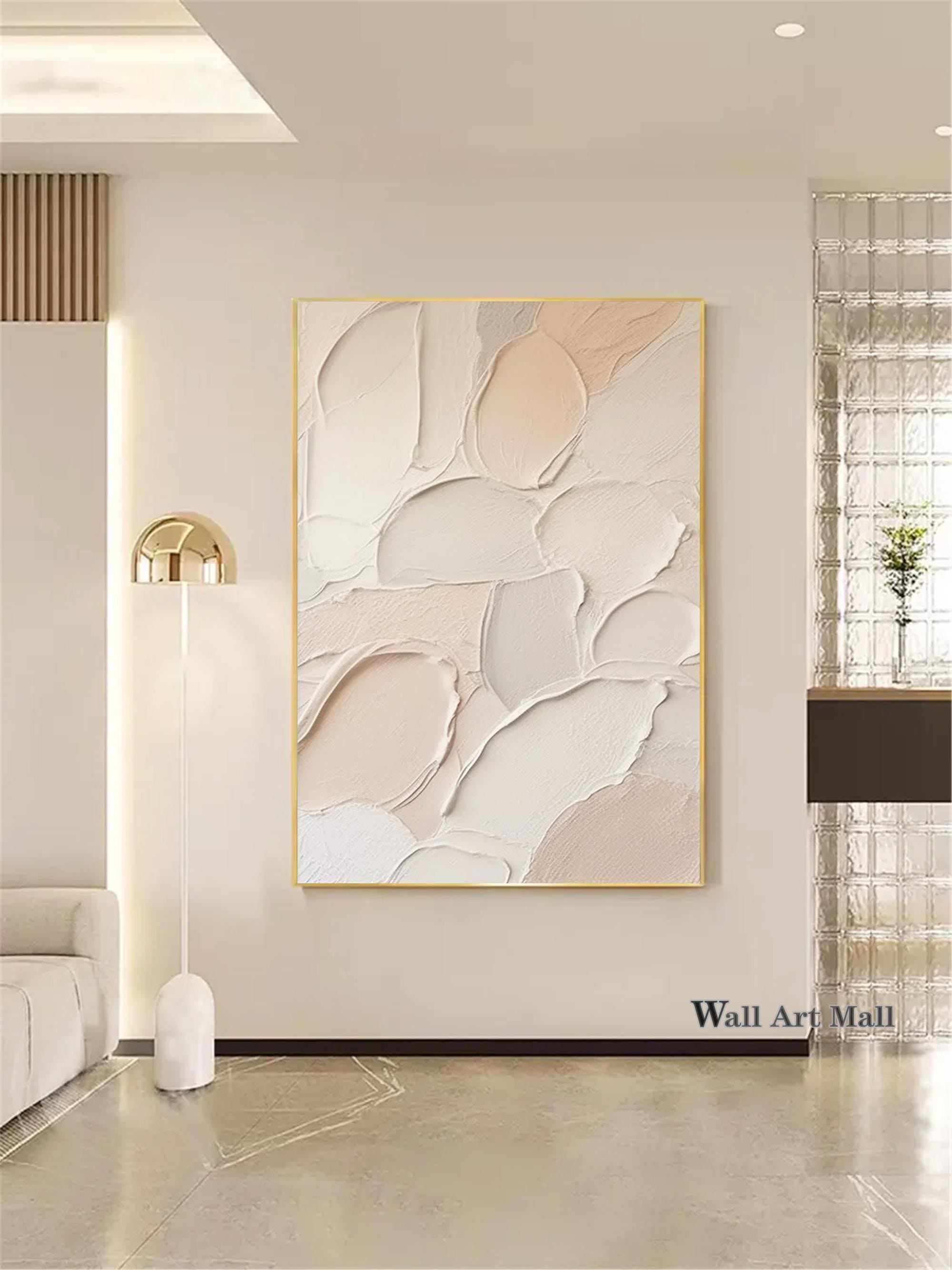Cream Textured Abstract Painting Large White Textured Minimalist ...