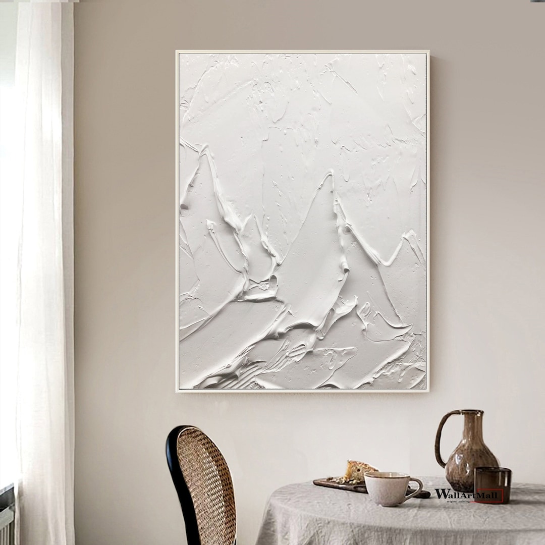 Large White Texture Abstract Painting White Minimalist - Etsy