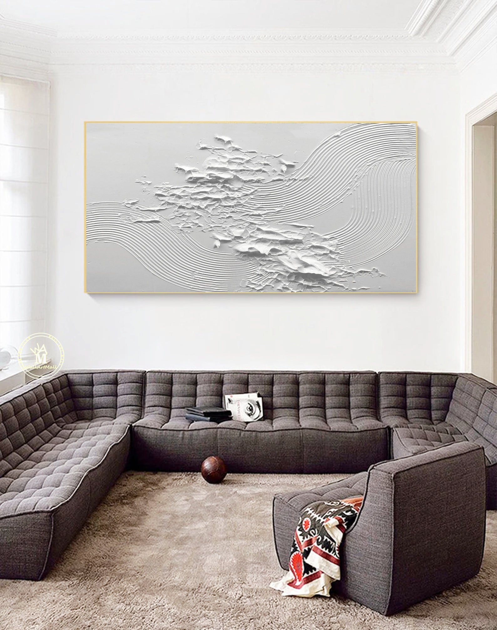 Large White Abstract Painting White Textured Wall Art White 3D - Etsy