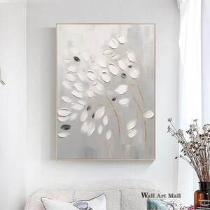 Large Gray Abstract Canvas Painting Gray Minimalist Abstract Wall Art ...