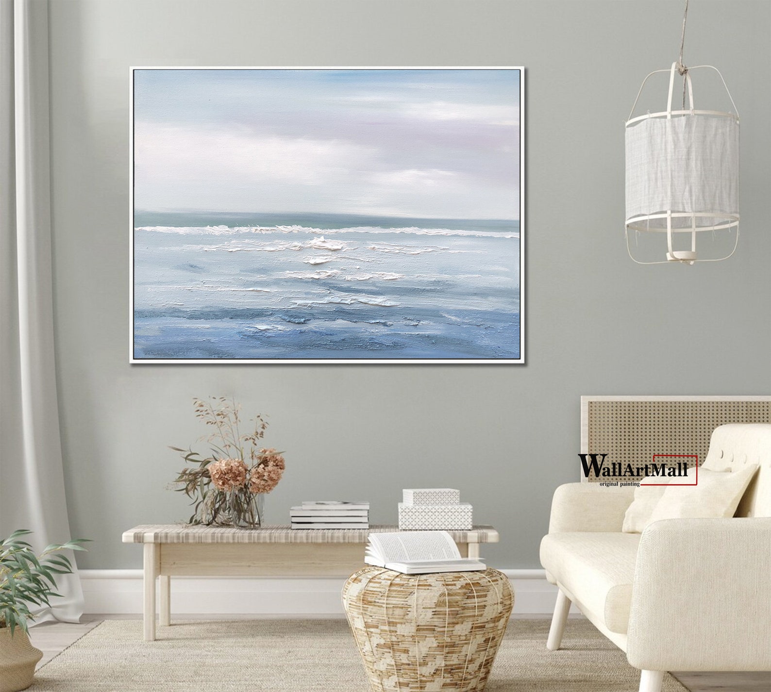 Large Blue Ocean Abstract Painting Light Blue Ocean Abstract - Etsy