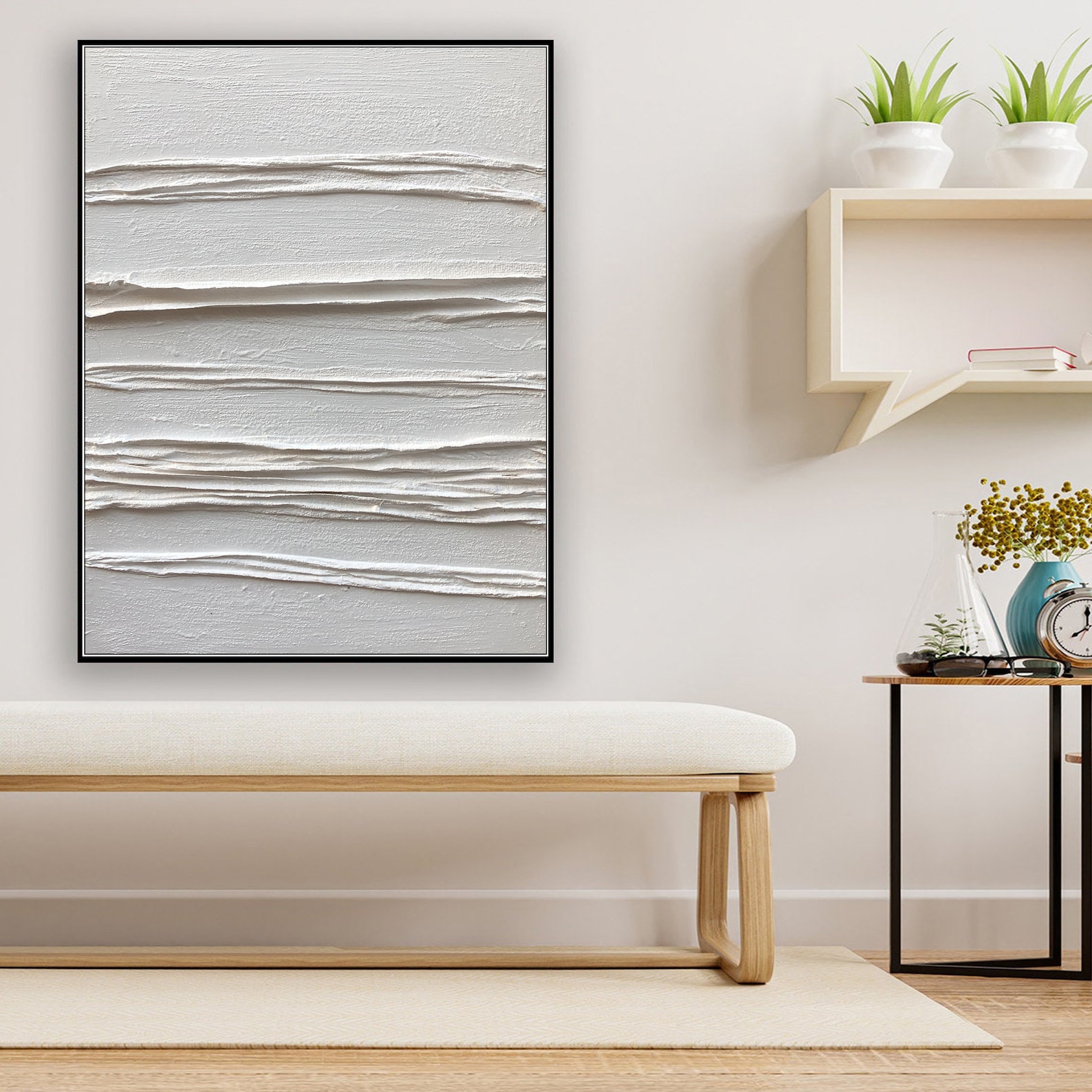 White Textured Wall Art White Minimalist Painting White 3D Textured ...