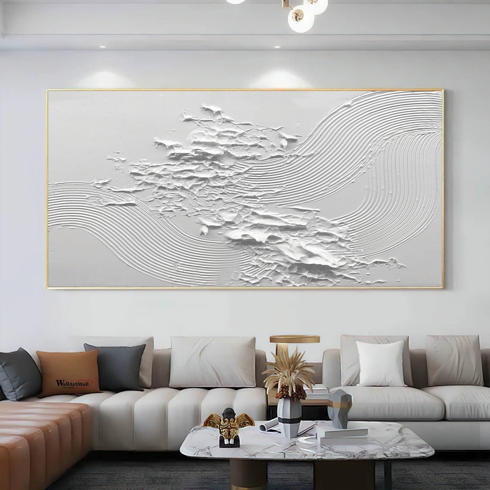 Large White Abstract Painting White Textured Wall Art White 3D - Etsy
