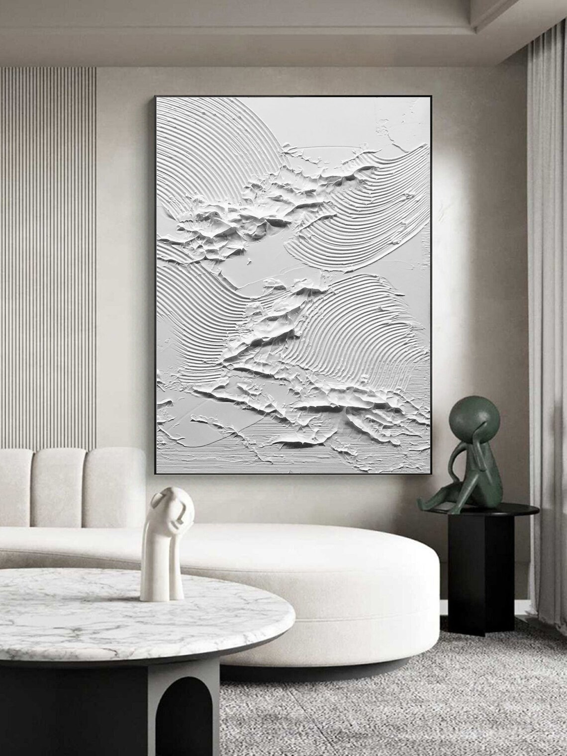 White Textured Wall Art Large White Abstract Art White - Etsy