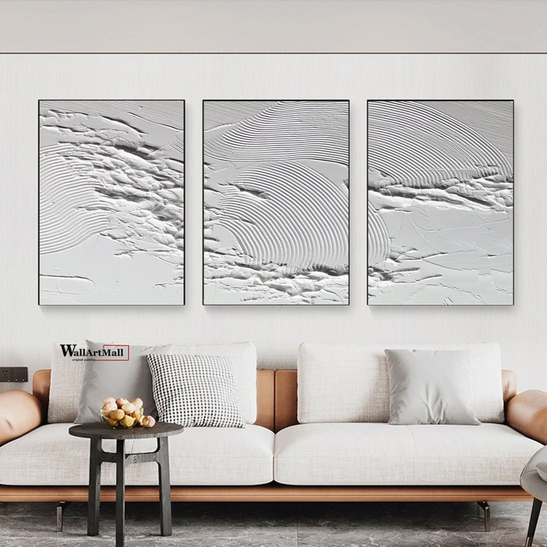 White Abstract Painting Large White Abstract Wall Art White - Etsy