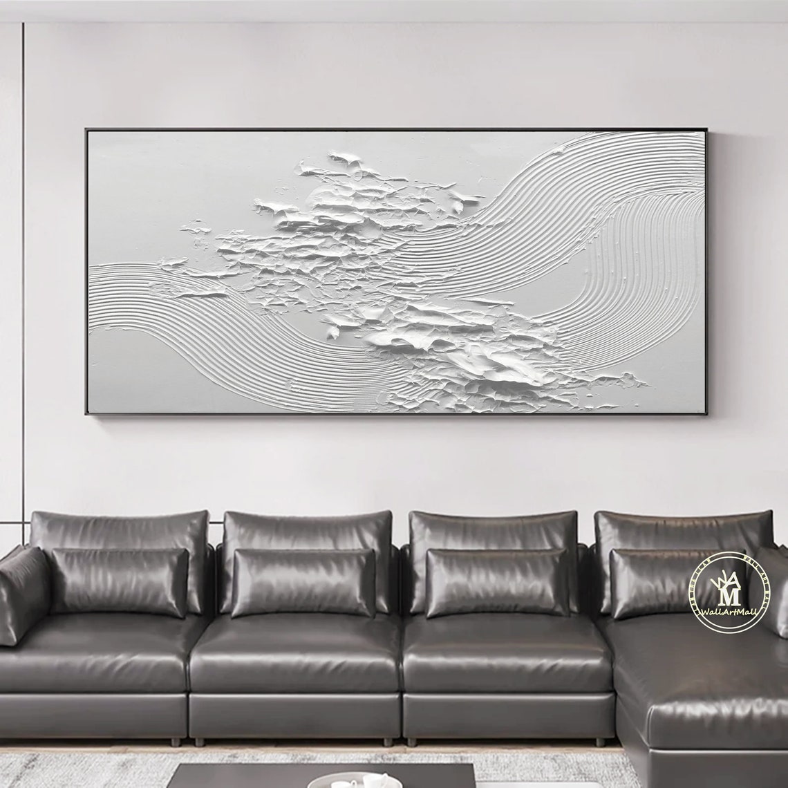 Large White Abstract Painting White Textured Wall Art White 3D - Etsy