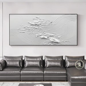 Large White Abstract Painting White Textured Wall Art White 3D - Etsy