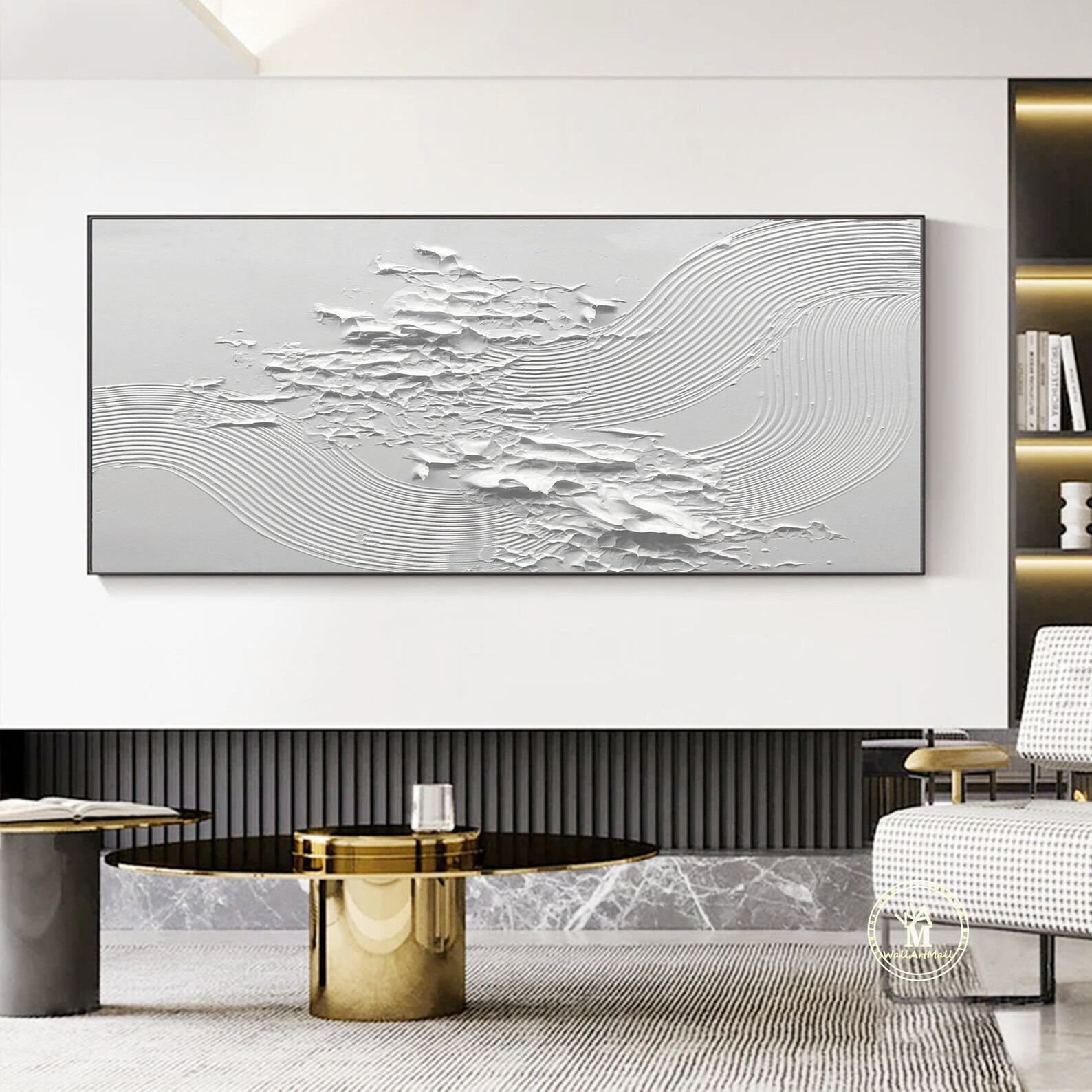Large White Abstract Painting White Textured Wall Art White 3D - Etsy