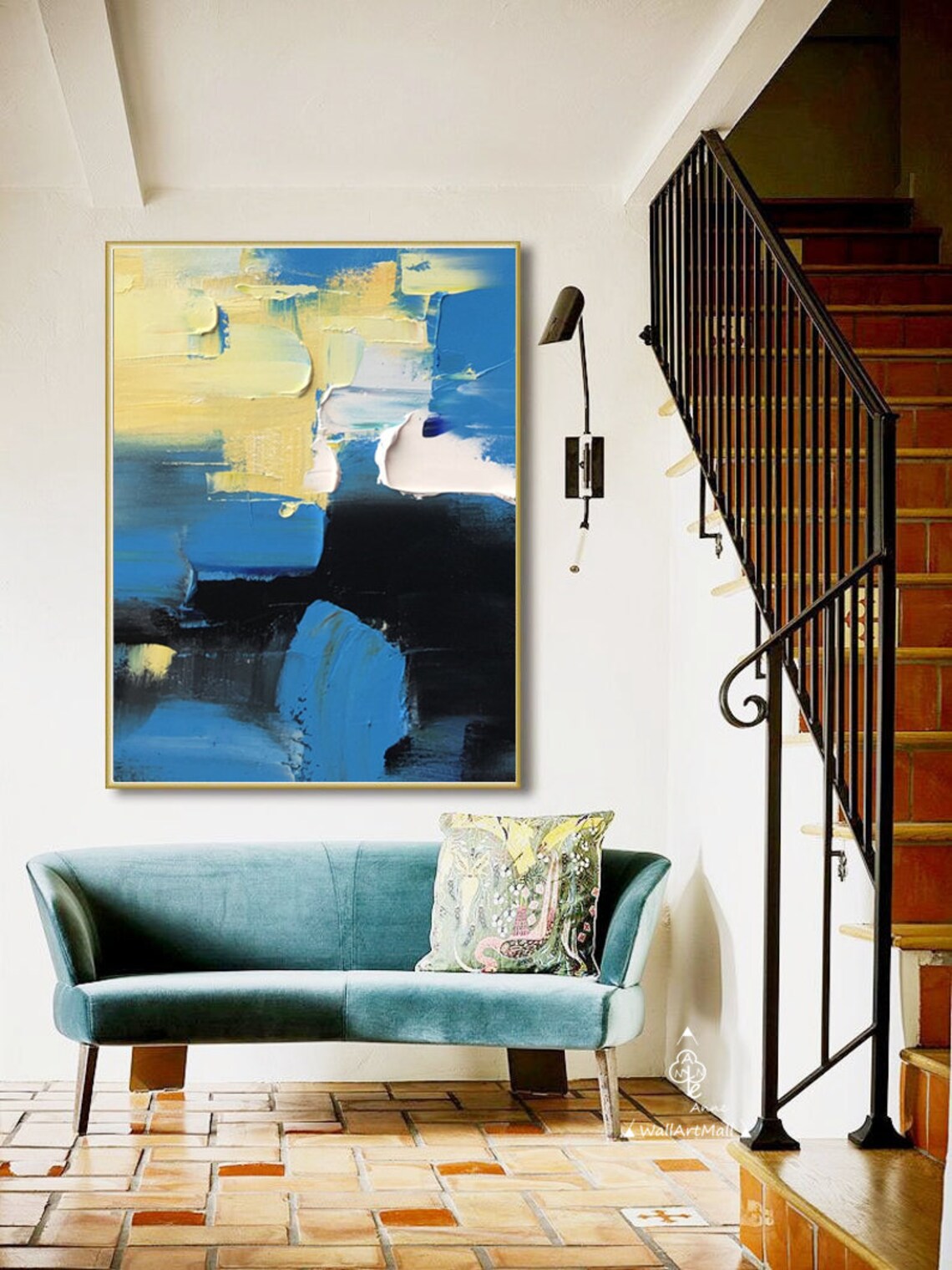 Hand-painted dark blue painting acrylic abstract painting | Etsy