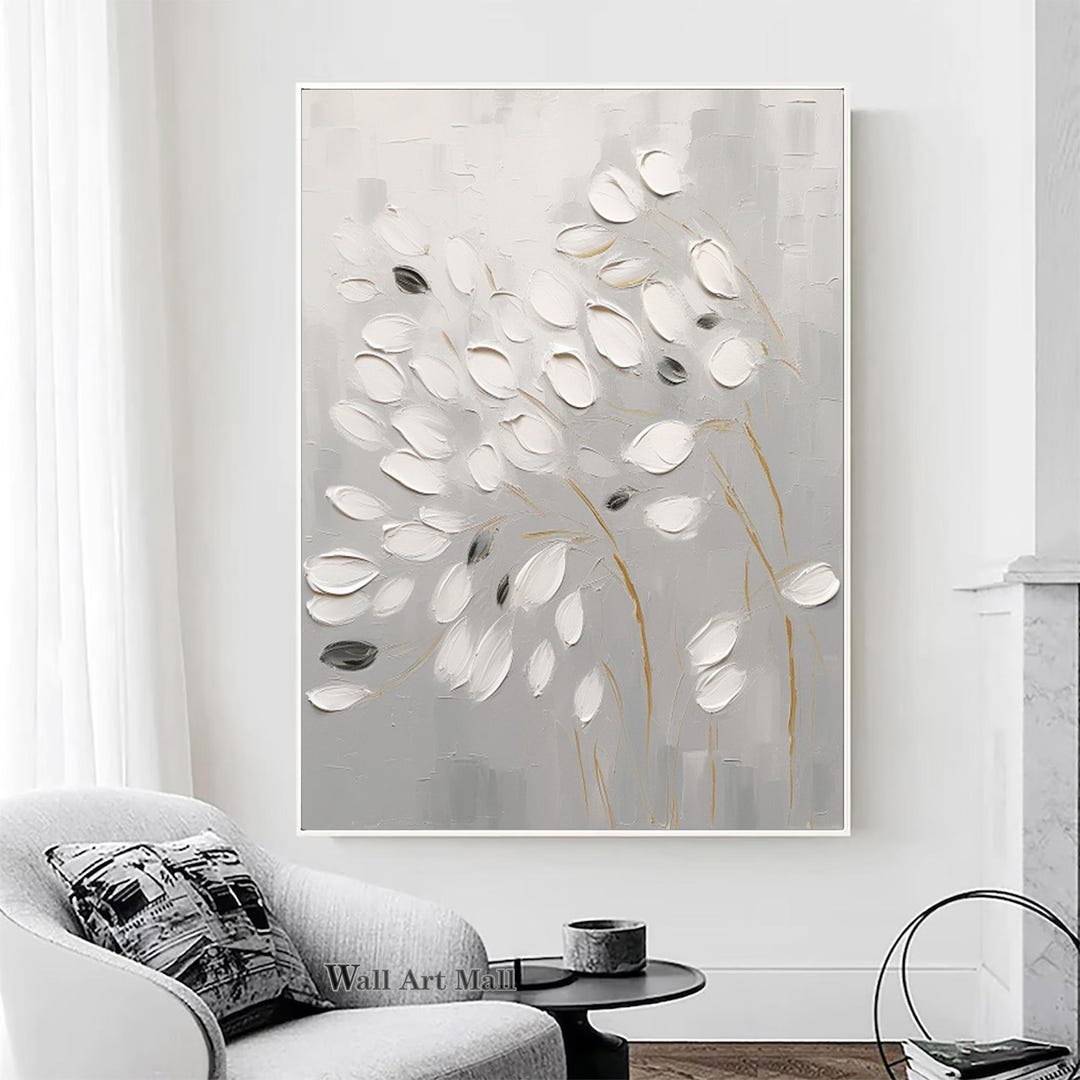 Large Gray Abstract Canvas Painting Gray Minimalist Abstract Wall Art ...