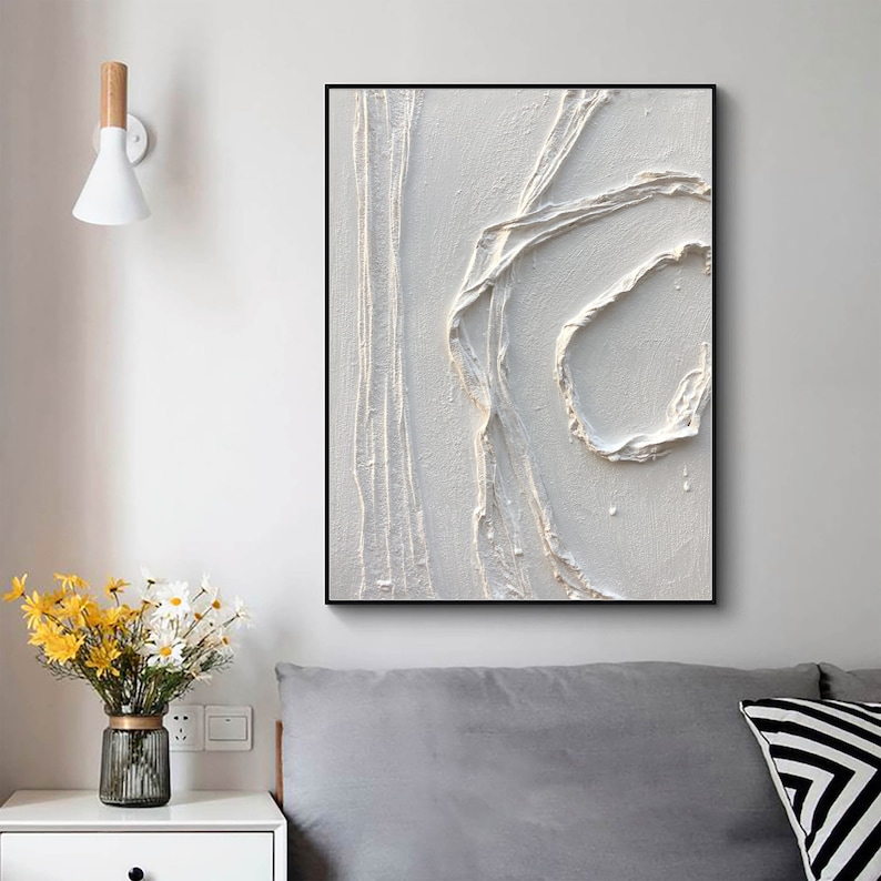 White 3D Texture Abstract Wall Art White Canvas Abstract - Etsy