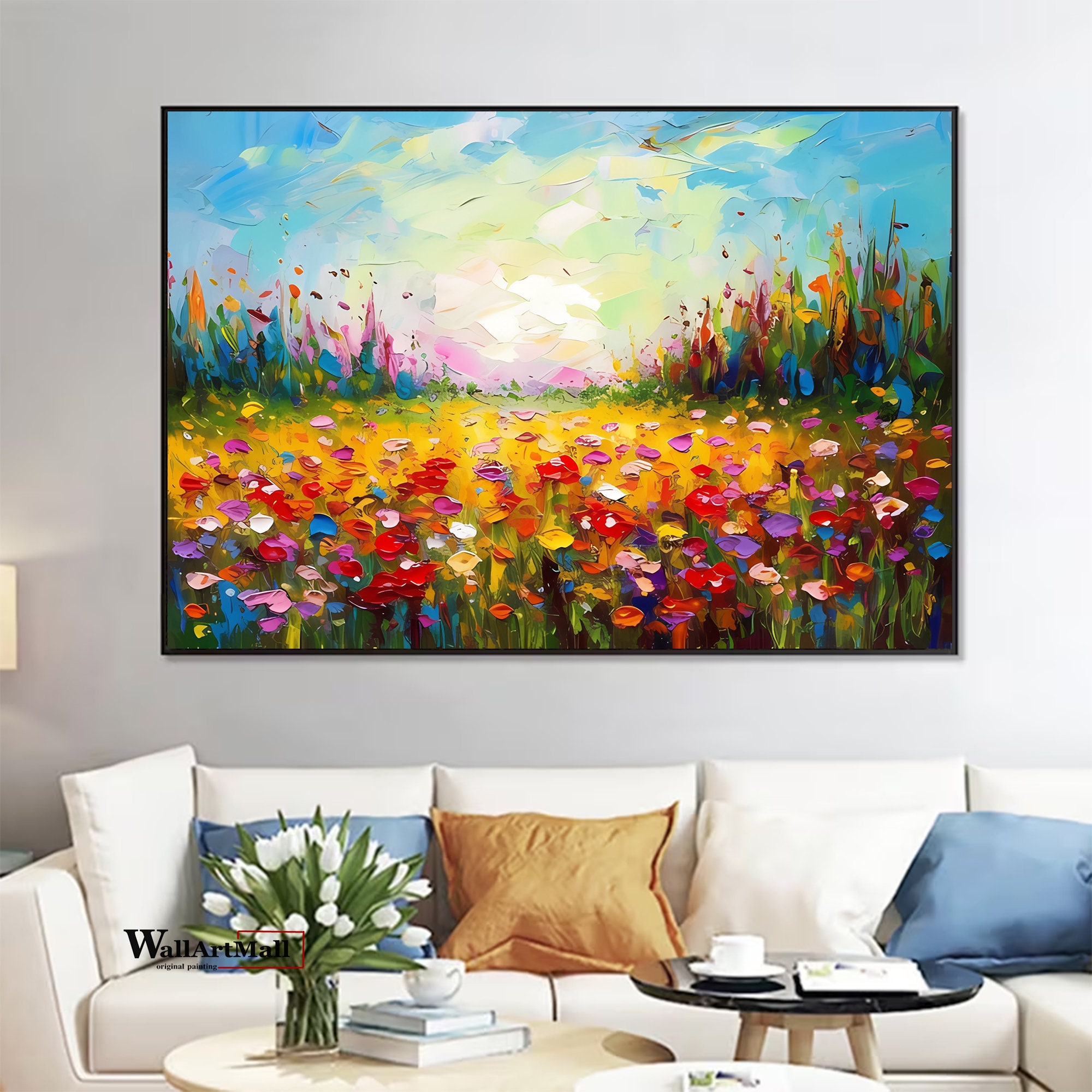 Large Colorful Landscape Oil Painting Colorful Floral Abstract - Etsy