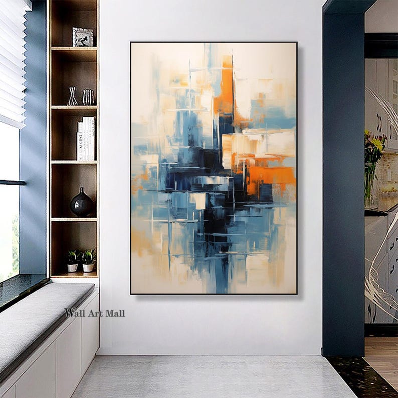 Abstract Blue Canvas Painting Large Blue Textured Art Blue Abstract ...