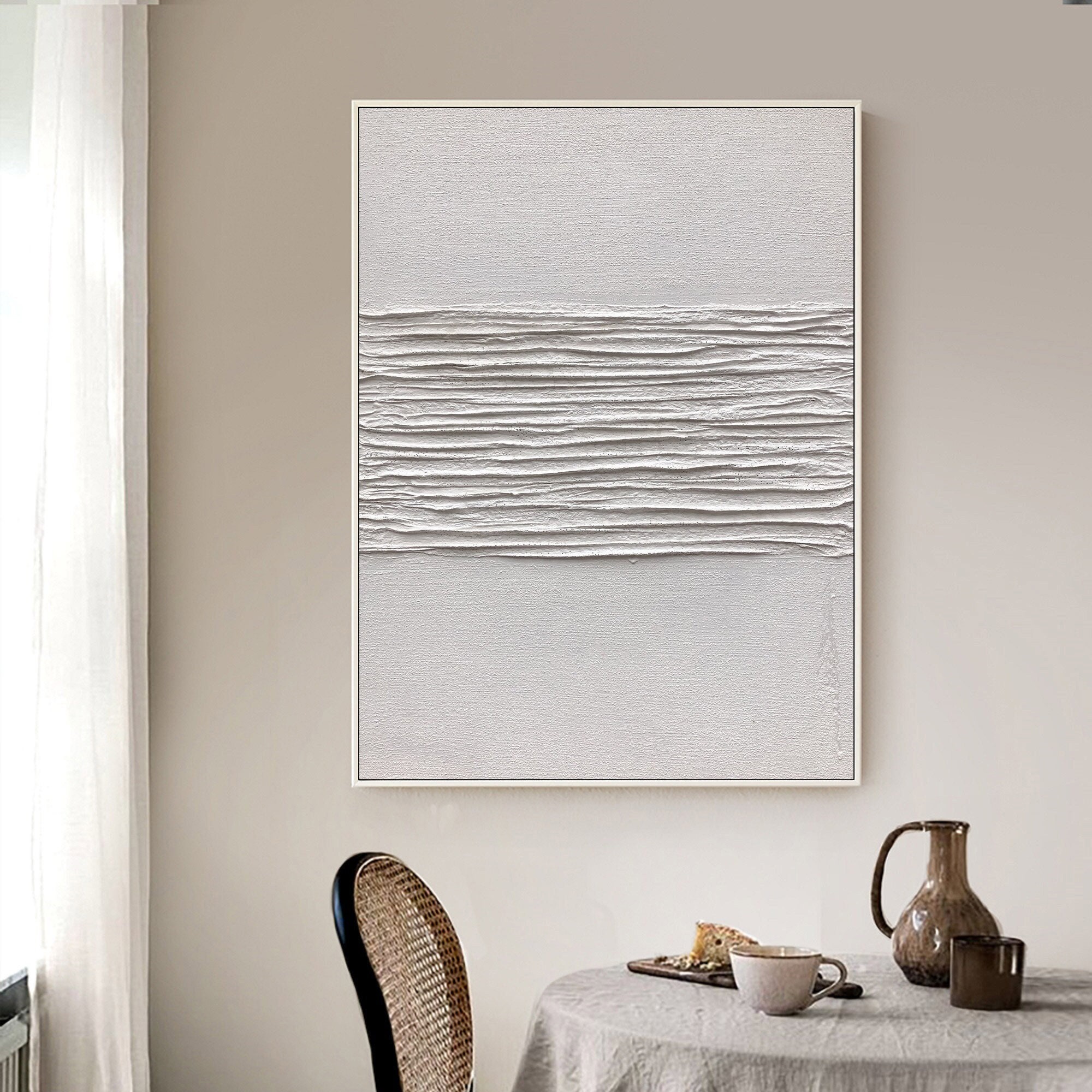 White Minimalist Painting White Wall Art White 3D Textured Painting ...