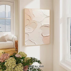 Cream Textured Abstract Painting Acrylic White Textured Minimalist ...