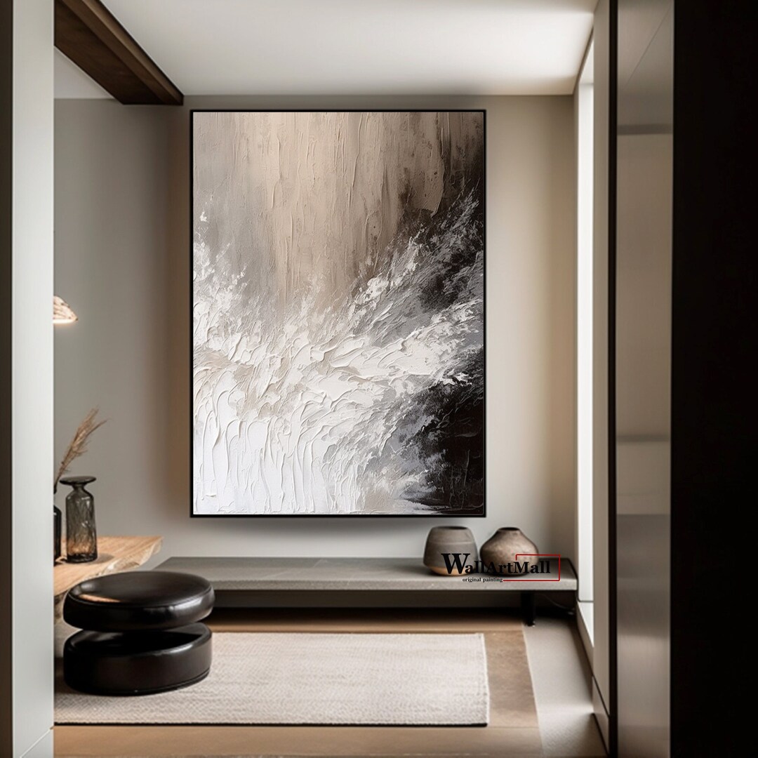 Brown Textured Abstract Painting White Acrylic Textured Abstract Wall ...