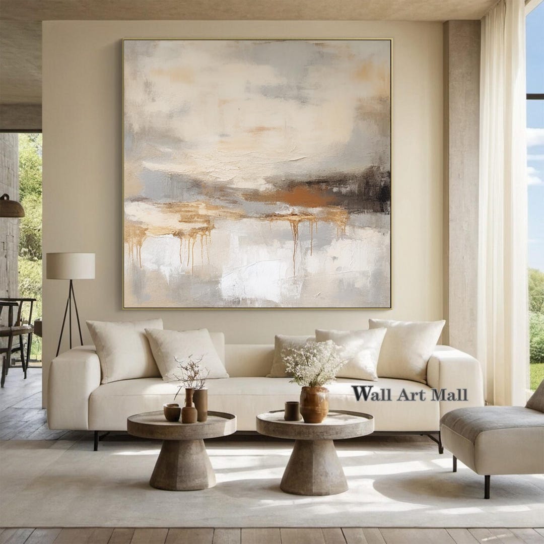 Large Brown and Beige Abstract Painting Brown Textured Abstract ...
