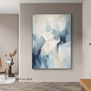 Neutral Beige and Blue Abstract Wall Art Large Blue and Beige Abstract ...