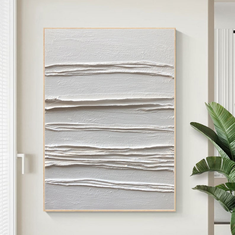 White Textured Wall Art White Minimalist Painting White 3D Textured ...