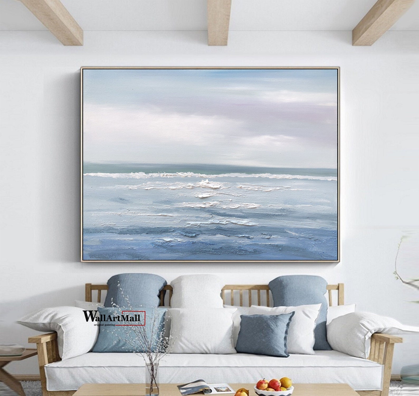 Large Blue Ocean Abstract Painting Light Blue Ocean Abstract - Etsy