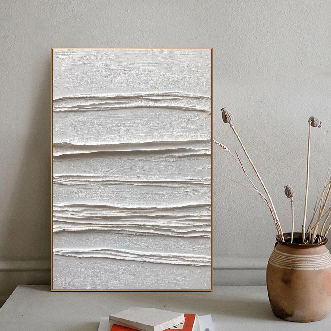 White Textured Wall Art White Minimalist Painting White 3D Textured ...