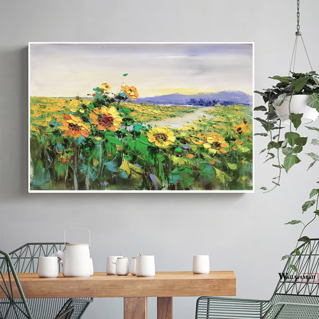 Sunflower Abstract Painting Original Floral Scenery Abstract Wall Art ...